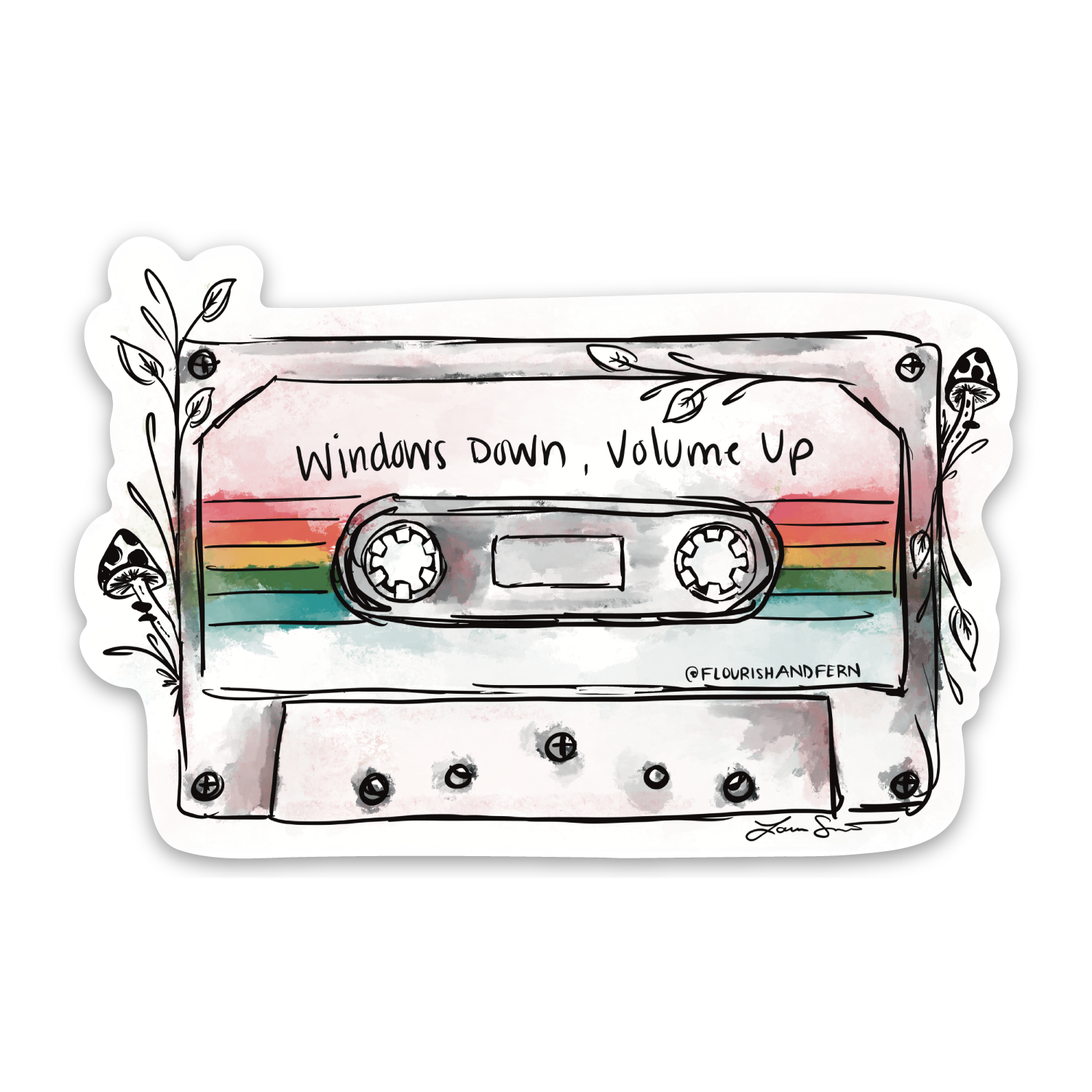 Retro Cassette Tape Sticker – Flourish + Fern